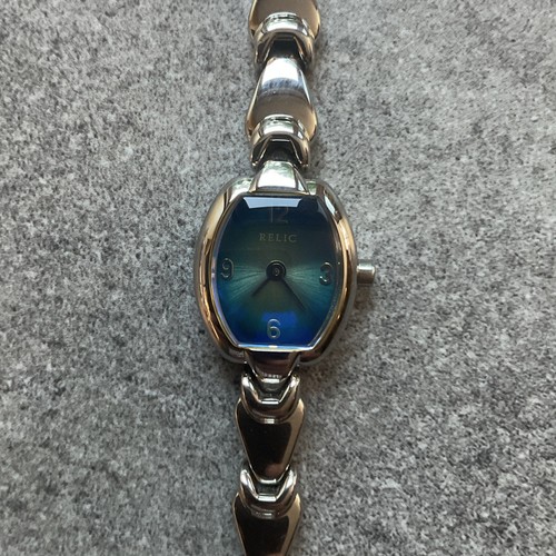 Beautiful Relic Womens Watch 18mm Silver Tone Case & Band W/Blue Dial ...