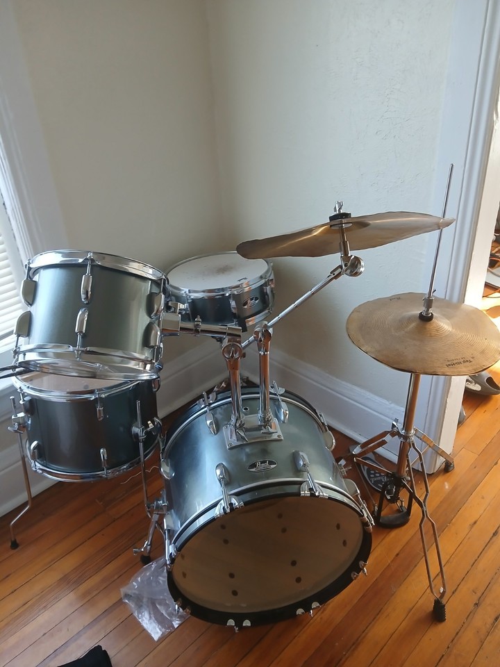 5-Piece Acoustic Drum Kit with Cymbals, Hi-Hat, Stool, Bass & Snare ...