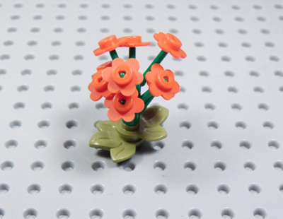 LEGO Red Flower Plant w/ Olive Green Leaves Plants Minifig Green Stems ...