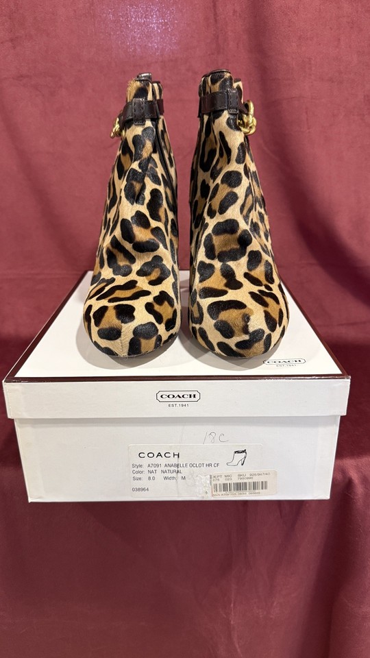 NIB COACH Leopard 10 B Anabelle Boots Booties A7091 Leopard Ocelot ...