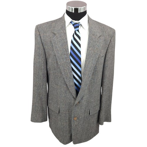 Vtg Austin Reed Tweed Blazer Mens 42L Gray Herringbone Sports Coat ...