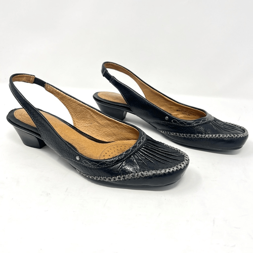 Nurture by Lamaze Sienna Black Leather Pleated Close Toe Low Heel ...