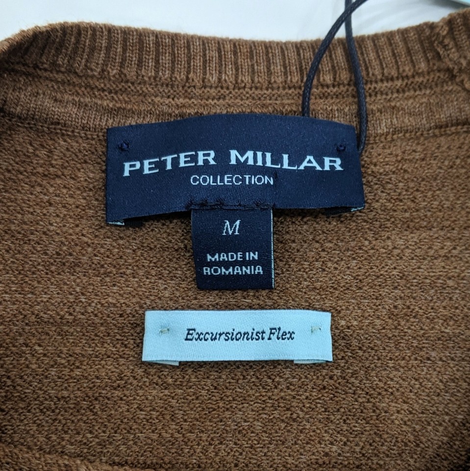 Peter Millar Collection Sweater Mens M Brown Excursionist Flex Merino ...