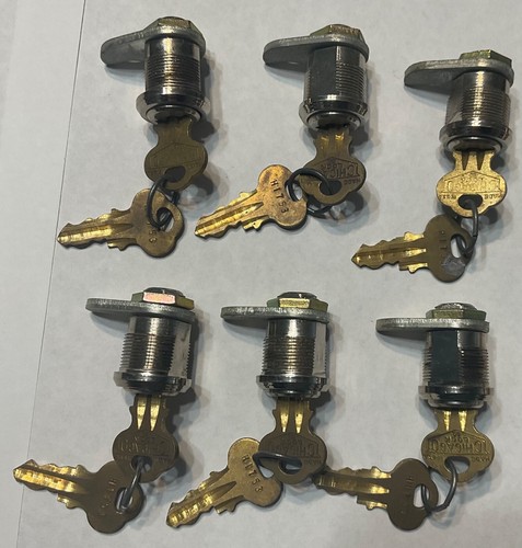 VINTAGE CHICAGO LOCK CAM LOCK CYLINDER LOT X 6 - ALL KEYED THE SAME NOS ...