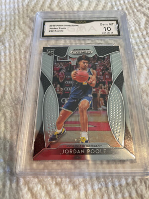 JORDAN POOLE WARRIORS 2019 PRIZM DRAFT PICKS ROOKIE RC # 92 GRADED 10 L ...
