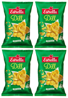 4 ESTRELLA GARDEN DILL Flavor Potato Chips Snacks European Crisps 180g ...
