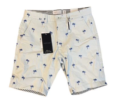 NWT $48 Cactus Man Ricky Singh Flat Front Palm Tree Print Shorts Blue ...