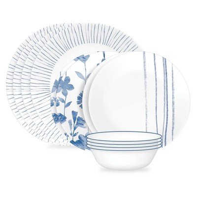 Corelle® Botanical Stripes 12-piece Dinnerware Set, Service for 4 | eBay