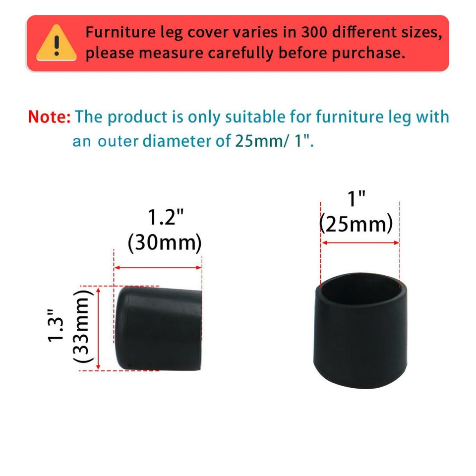 10 x 25mm Dia Rubber Furniture Desk Foot Feet Pads Covers Black | eBay UK