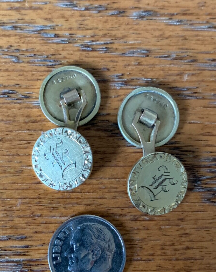 VINTAGE A & Z Gold Cuff Links 1/10 Gold Filled, Monogram E, French ...
