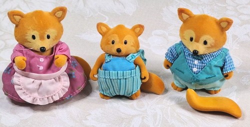 3 TIPPYTAIL Fox Lil Woodzeez Family Lot Calico Critters Mom Dad Child w ...