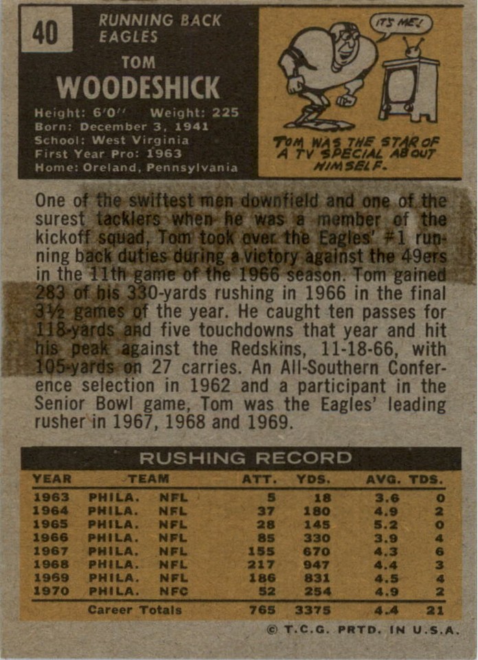 1971 Topps #40 Tom Woodeshick - POOR | eBay