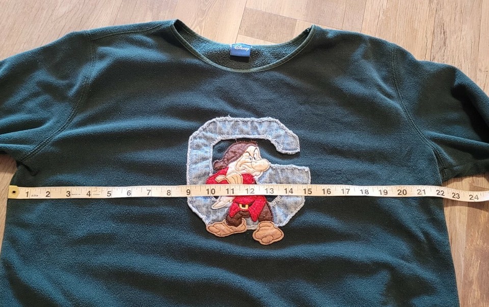 Grumpy Pullover Womens XL Green Patch Fleece Sweater Snow White 7 ...