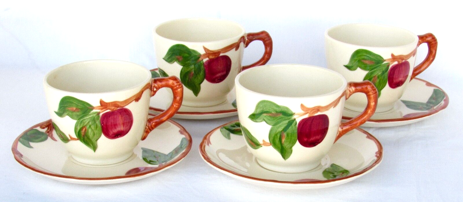 FRANCISCAN Cup & Saucer - SET OF FOUR - APPLE Pattern Matching Perfect ...