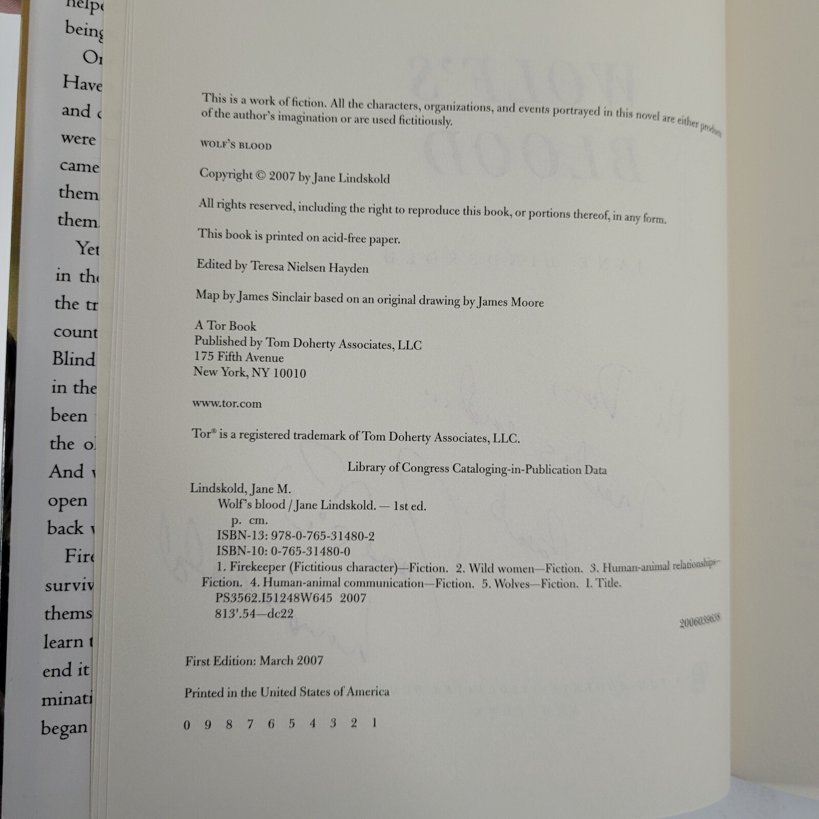 Wolf's Blood Jane Lindskold SIGNED INSCRIBED 1st Ed HC w/ DJ Firekeeper ...