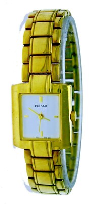 New Old Stock Square Ladies Pulsar Watch Gold Plated S . Steel With ...
