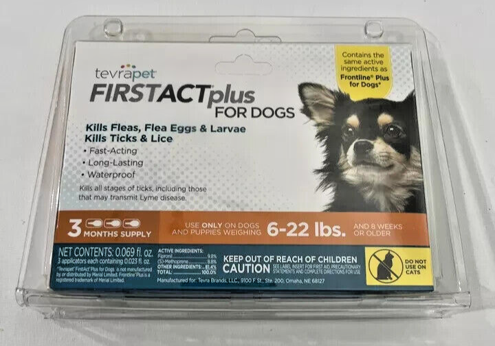 TevraPet FirstAct Plus Flea and Tick Prevention for Dogs 3 Months ...