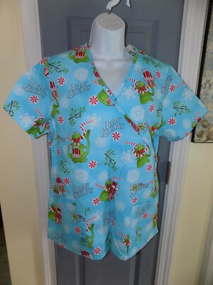 Disney The Muppets Happy Holidays Scrub Top Size Small Women's NEW | eBay