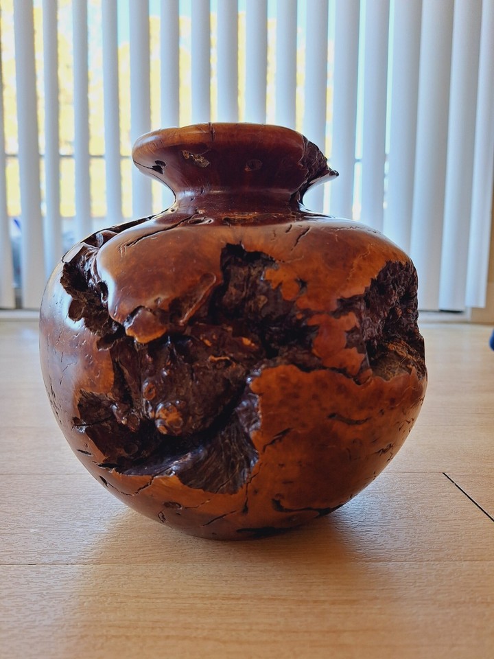 VTG Muir Woods Manzanita Redwood Burl Wood Vase Signed Artist Dave ...