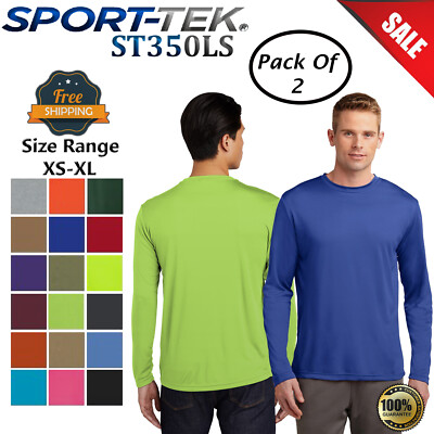 Pack Of 2 Sport-Tek ST350LS Mens Long Sleeve PosiCharge Competitor Crew ...
