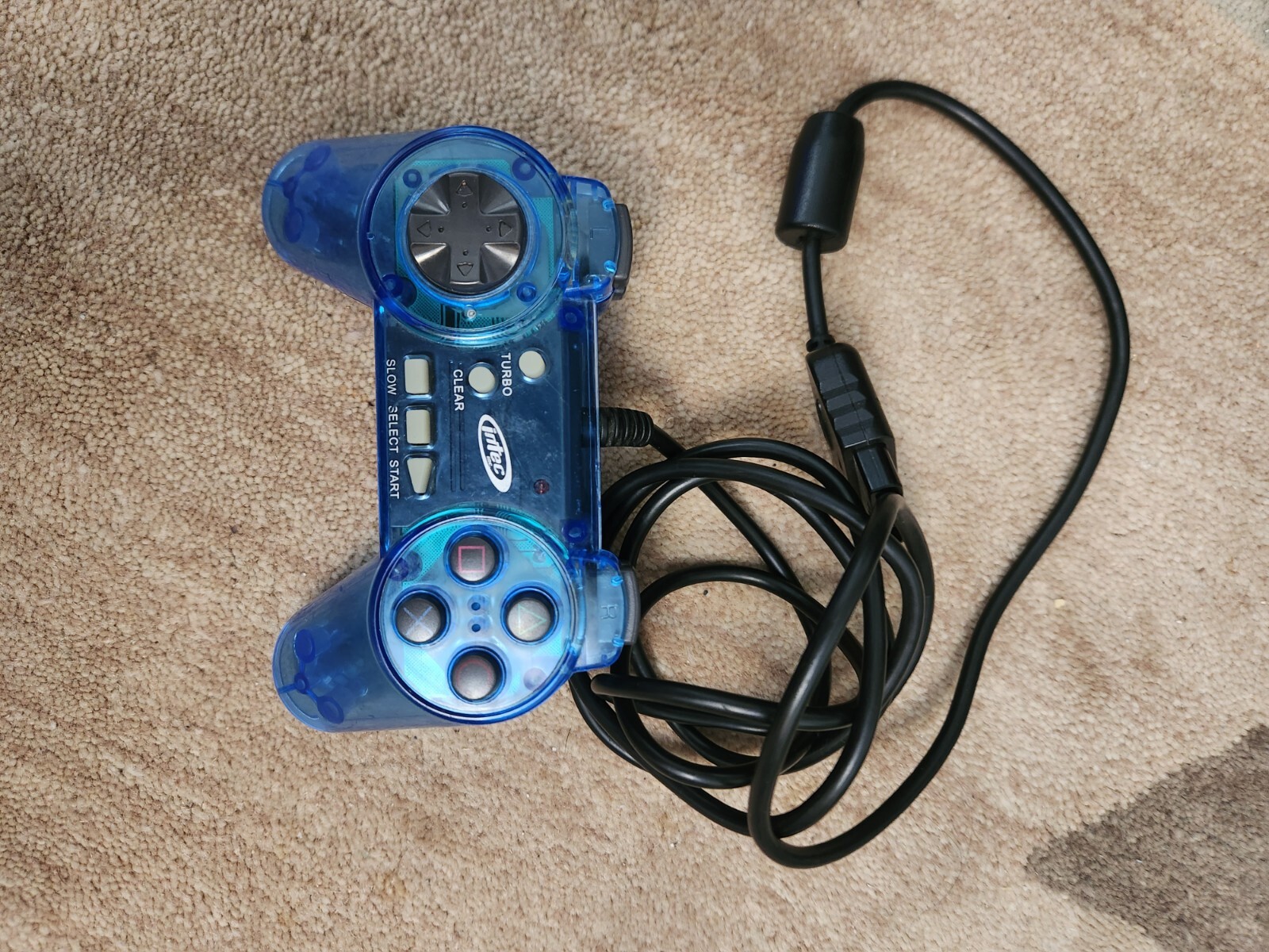 Clear blue Playstation 1 PSX controller D pad - Intec PS6010A w/ Turbo ...