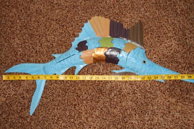 (1) Collectible Swordfish Hanging Wall Decor,31",ecelectic metal fish ...