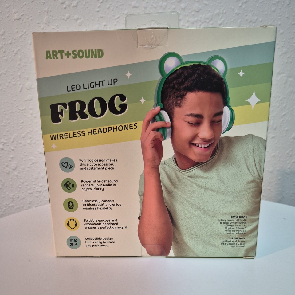 Art+Sound LED Light Up Frog Wireless Collapsible Headphones | eBay