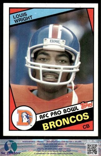 1984 Topps #72 Louis Wright Denver Broncos 84TF | eBay