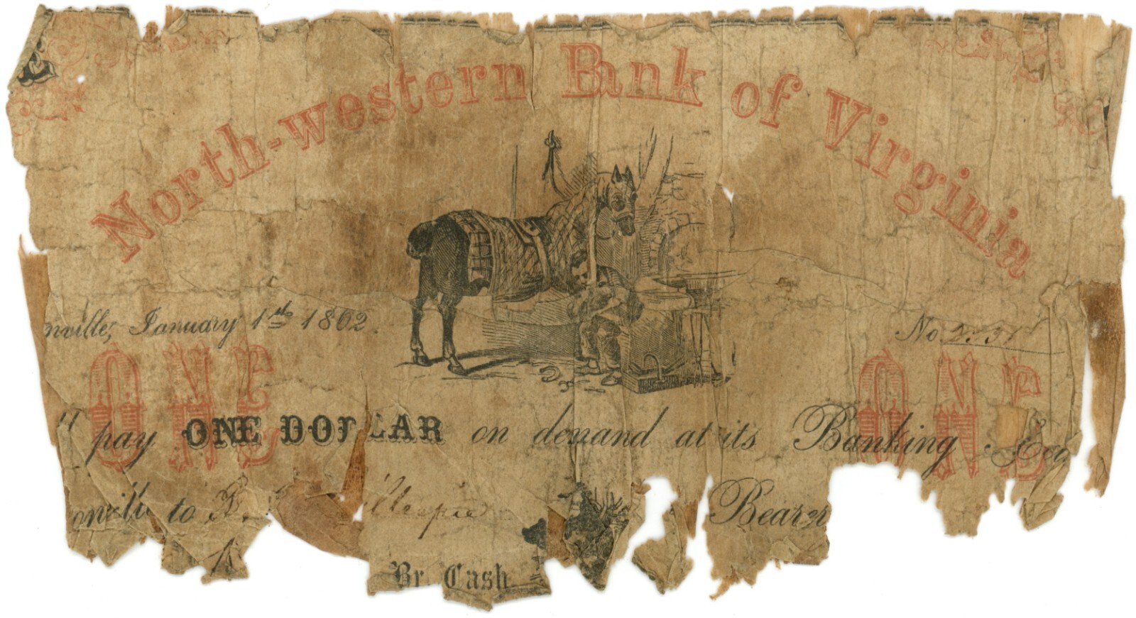 1862 North-Western Bank of Virginia West Virginia WV $1 Note (L1043) | eBay