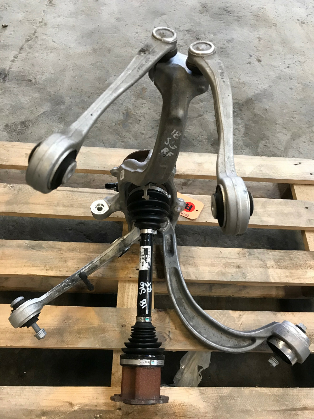 12-18 AUDI S6 S7 COMPLETE RIGHT FRONT SUSPENSION KNEE AXLE ARMS KNUCKLE ...