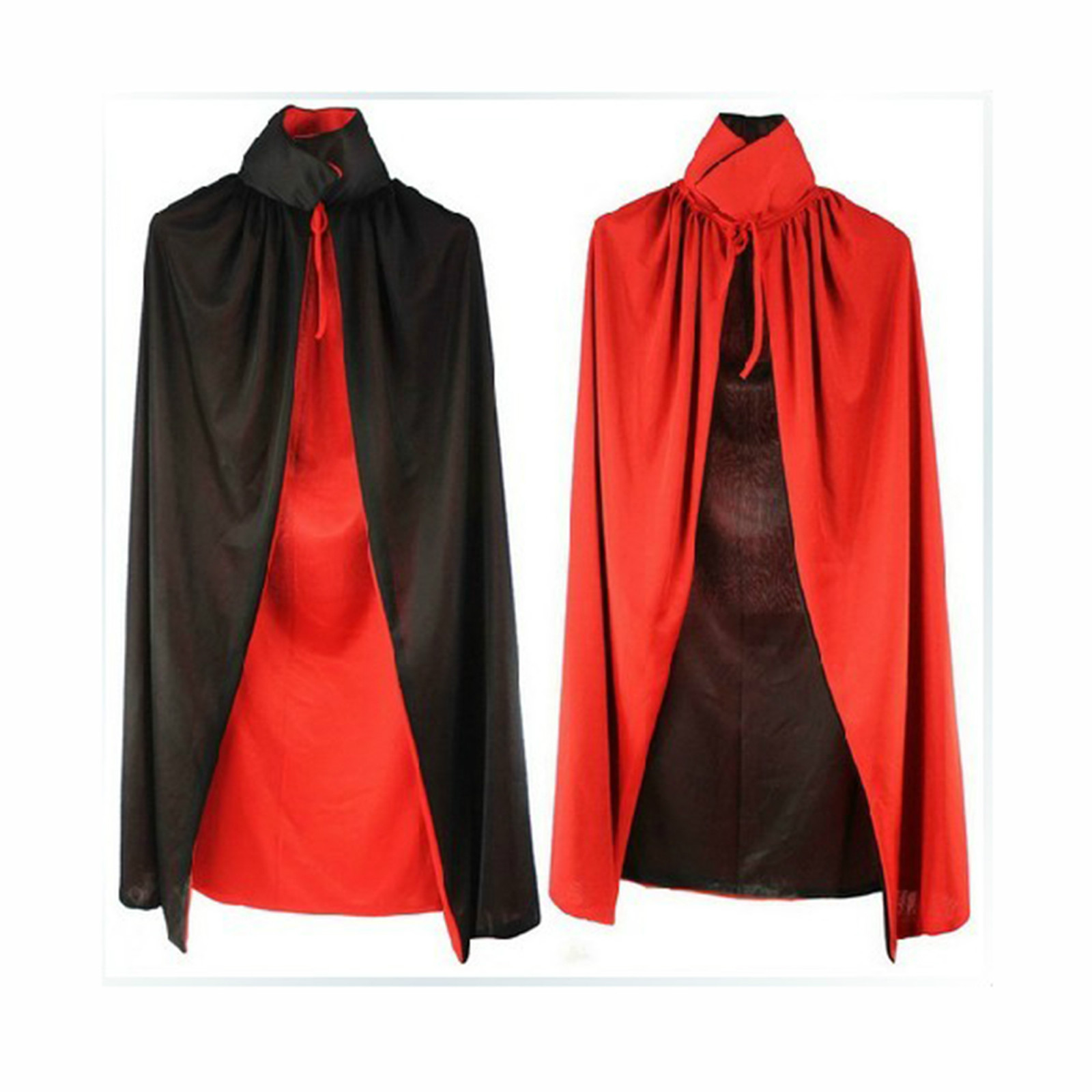 Halloween Black Red Vampire Cape Reversible Dracula Devil Cloak Fancy ...