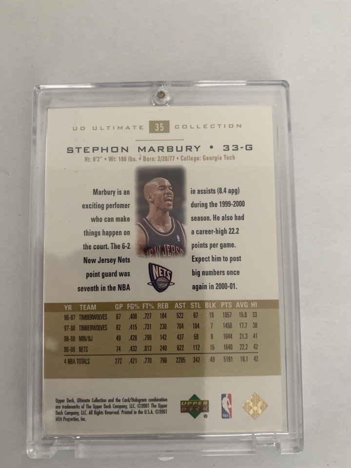 2001 Stephon Marbury Upper Deck Ultimate Collection Card | eBay