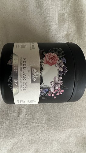HydraPeak Skull Floral Insulated Black Food Jar 25 Oz Stainless Steel ...