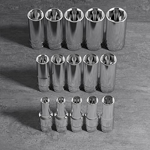 Metric Socket Set 15pc 3/8inch Drive 6point Deep Socket Set Metric ...