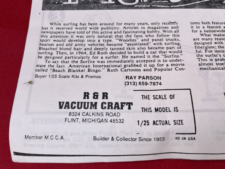 SIGNED ED ROTH BIG DADDY R&R VACUUM SURFITE RESIN MODEL KIT 1/25 SCALE ...