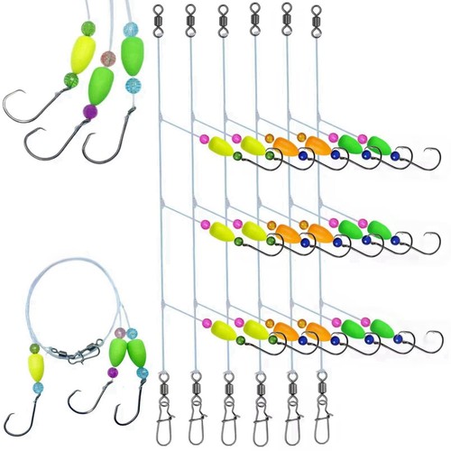 6Pcs Pompano Fishing Rigs Ready Kit，3 in 1 Float Rigs with Triple 3/0 ...