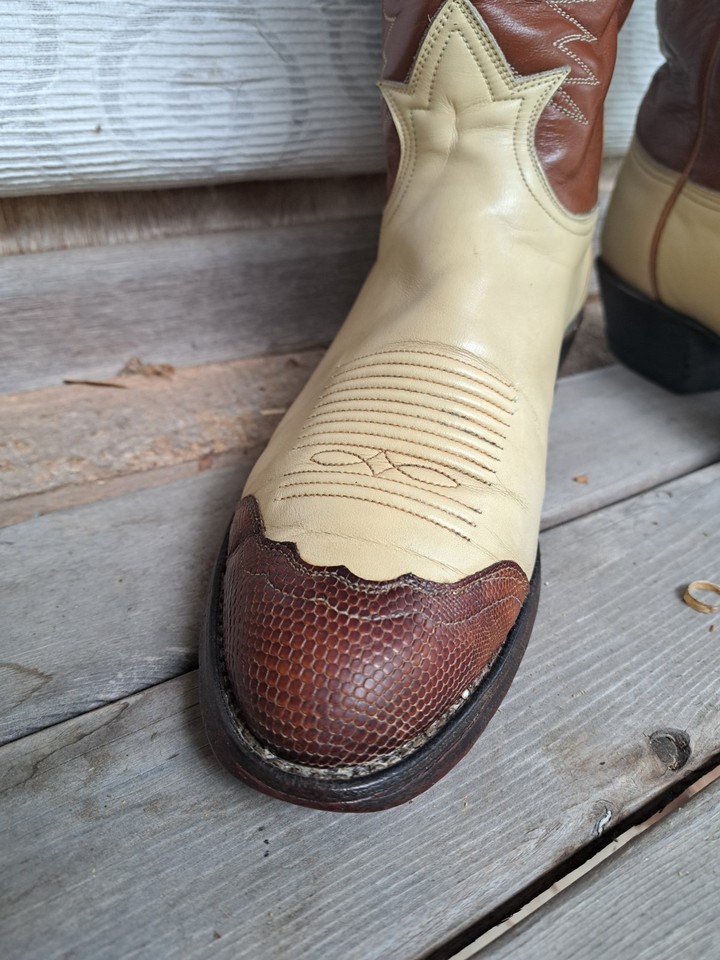 Tony Lama 6214 Urban Cowboy Boots Mens Wingtip Brown Two Tone Western ...