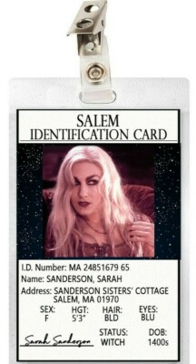 Hocus Pocus Movie Witch ID Badge Sarah Sanderson Cosplay Prop Costume ...
