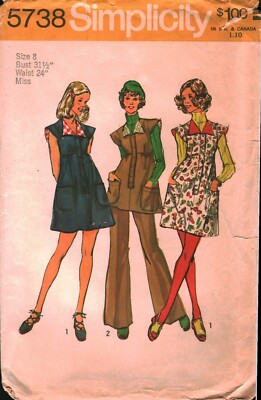 5738 Vintage Simplicity SEWING Pattern Misses Short Dress Jumper Tunic ...