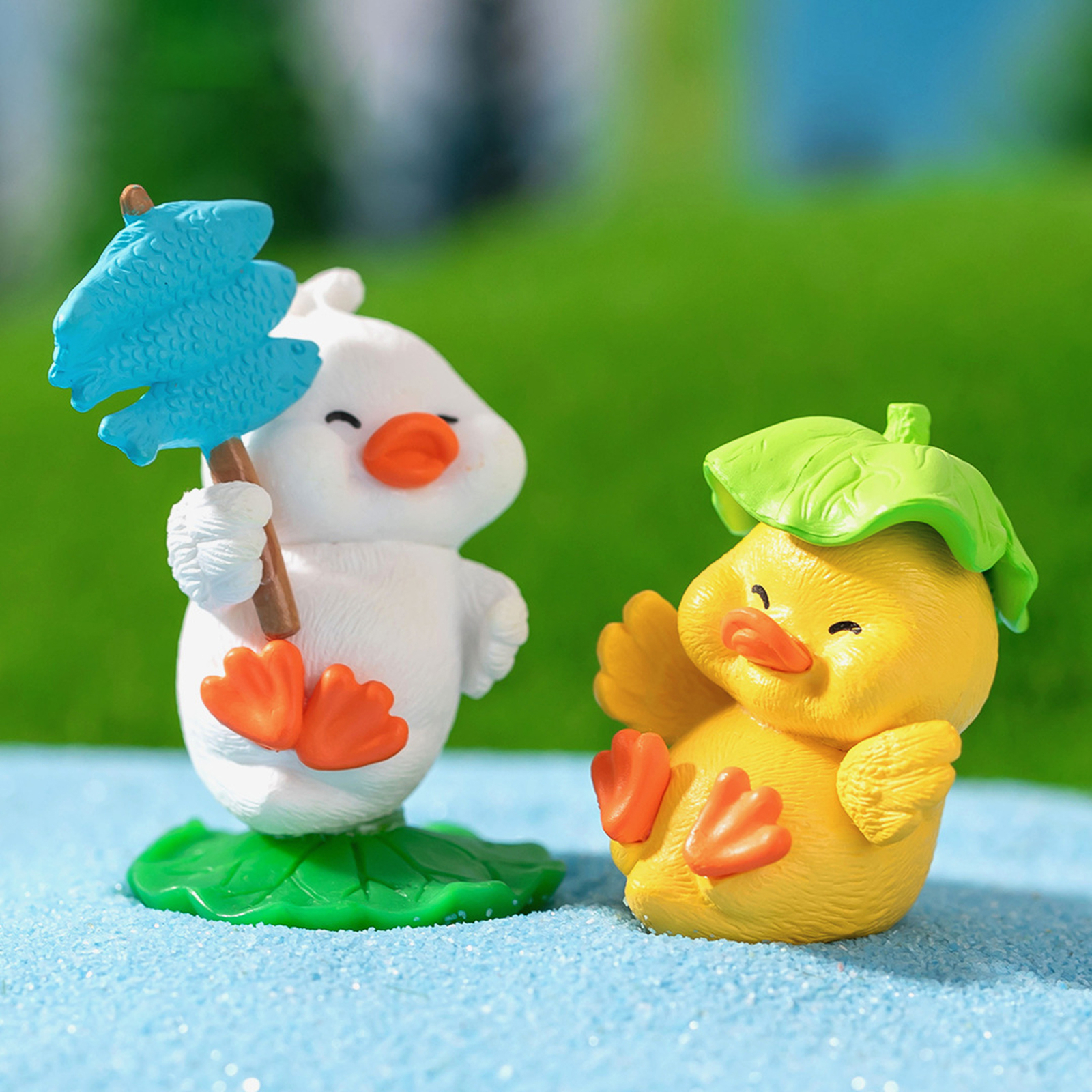 Resin Figurine Smooth Surface Duck Cute Cartoon Figurines Mini ...