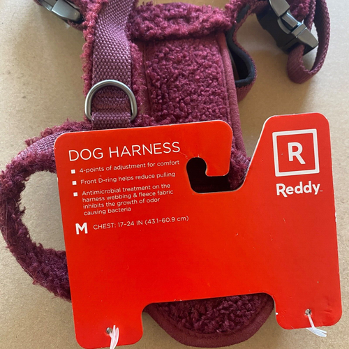 Reddy Dog Harness Fleece Leather Burgundy D-Ring Sz M 4 Point ...