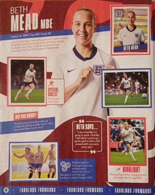 NEW - PANINI ENGLAND LIONESSES BETH MEAD PAGE 30 2025 | eBay