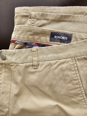 Bonobos Pants 38 X 32 Slim Beige / Tan Chino Flat Front. Excellent ...