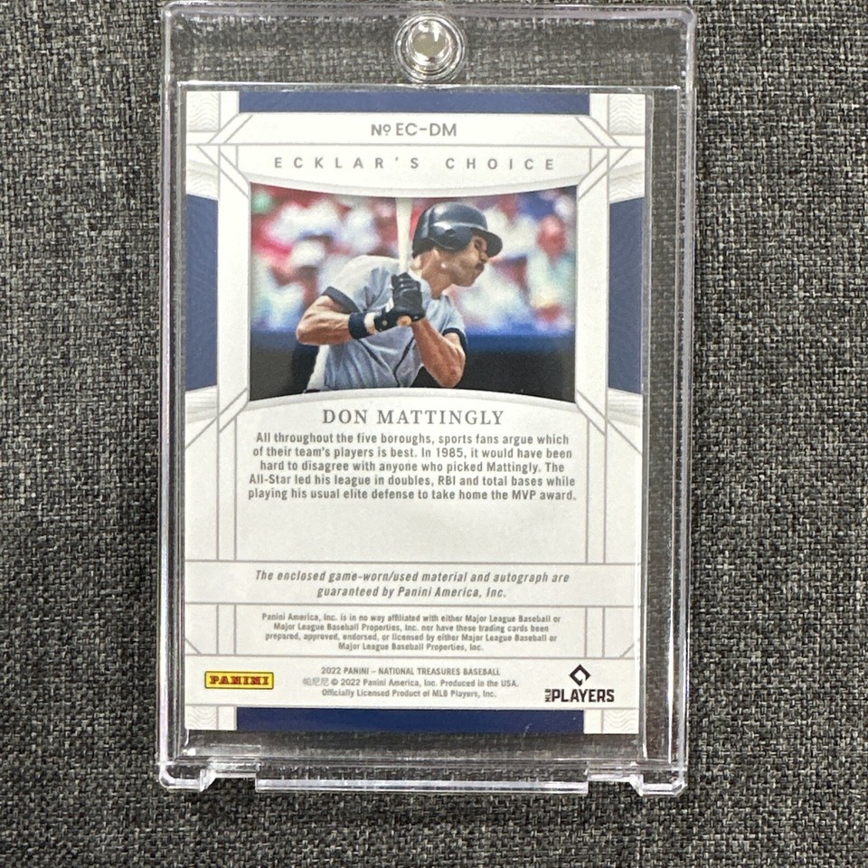 2022 panini national treasures Ecklars CHOICE don mattingly GAME WORN ...