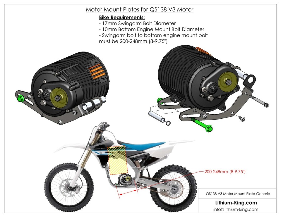 MX Conversion Kit | Universal Motor Mounts for QS138 70H V3 Dirt Bike ...