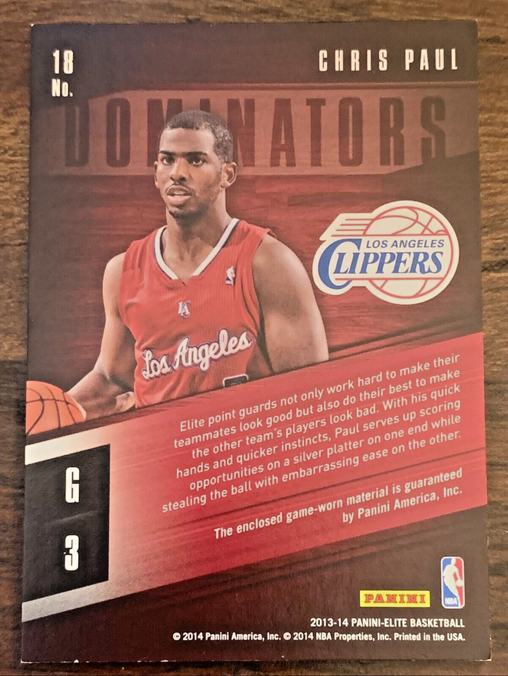 2013-14 Panini Elite Dominators Materials Chris Paul #18 Game Worn LA ...