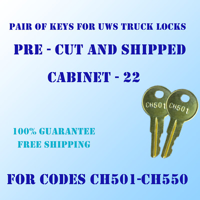 CH501-CH550 Replacement keys for UWS Tool box truck Locks. Pre cut to ...