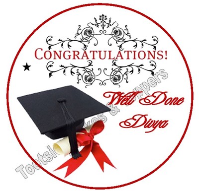 Personalised Congratulations/Graduation icing Round/Square Cake Topper ...