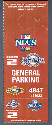 Milwaukee Brewers 2008 NLCS General Parking Pass Window Display | eBay