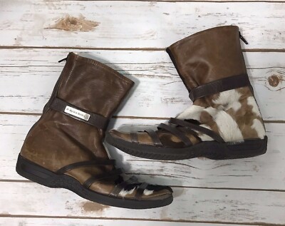 Dusica Dusica Women's Brown Leather Ankle Boots Calf Hair Size 36 U.S 6 ...